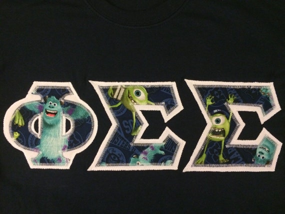 Monsters U Inspired GREEK LETTERED T SHIRT or sweatshirt