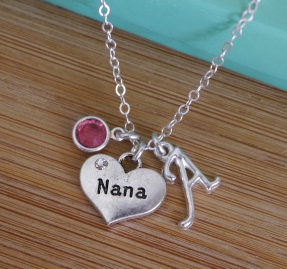 Nana Necklace Nana Heart Necklace Personalized Nana Necklace Letter