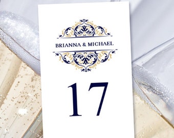 Navy Blue Wedding Table Card TemplateNavy Table Number5x5