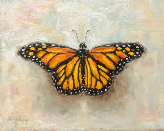 Monarch Butterfly Original Painting 8x10 oil on by Claudiandra