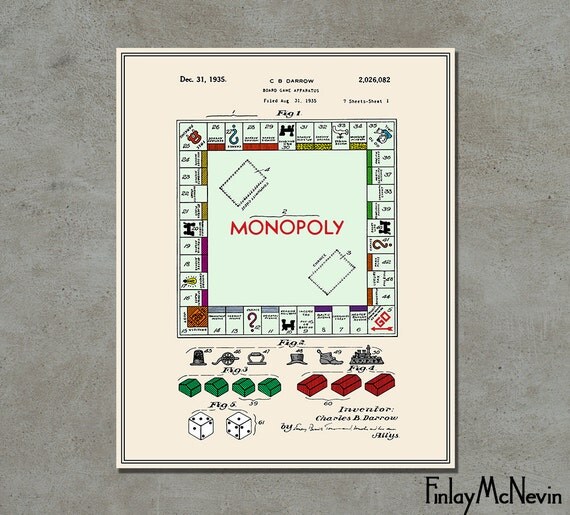 MONOPOLY Patent Fine Art Print Poster Colour by FinlayMcNevin