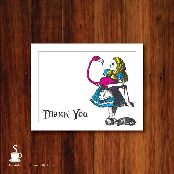 Items similar to Printable - Thank You Card Alice in Wonderland 4.25 x ...