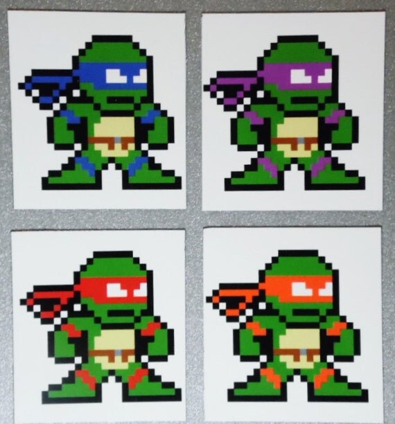 Items similar to 8-bit TMNT MINI MAGNETS Set Mega Man Style Teenage ...