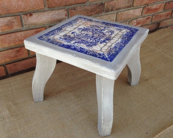 Mosaic Tile, Vintage Scene, Foot Stool