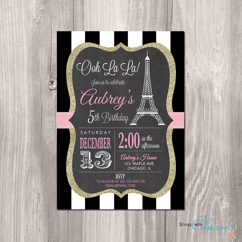 Paris Themed Invitations Printables