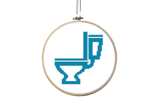Toilet Cross Stitch pattern Toilet icon. Easy cross stitch