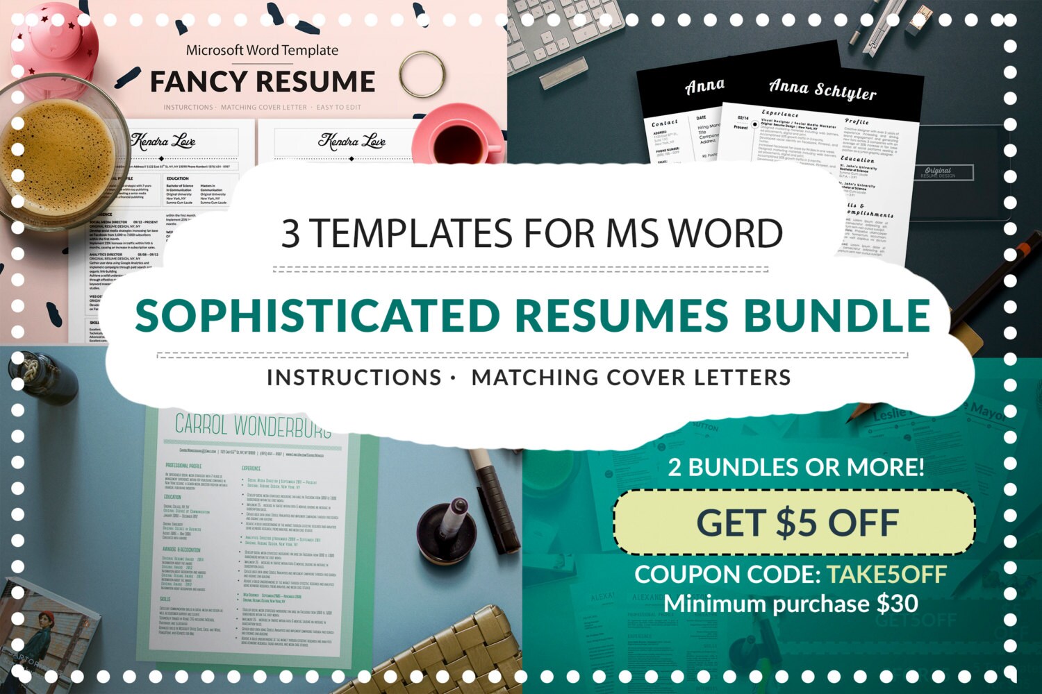 Sophisticated Resume Bundle 3 Templates by OriginalResumeDesign