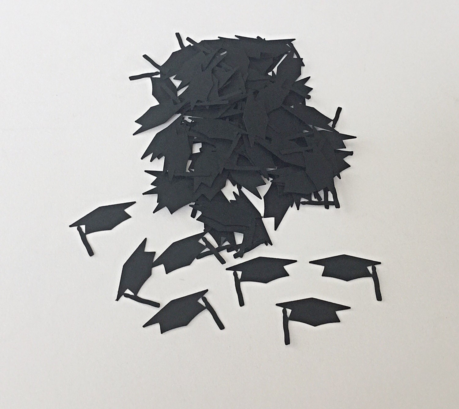Black Graduation Cap Confetti for Graduation Party by thepapercove