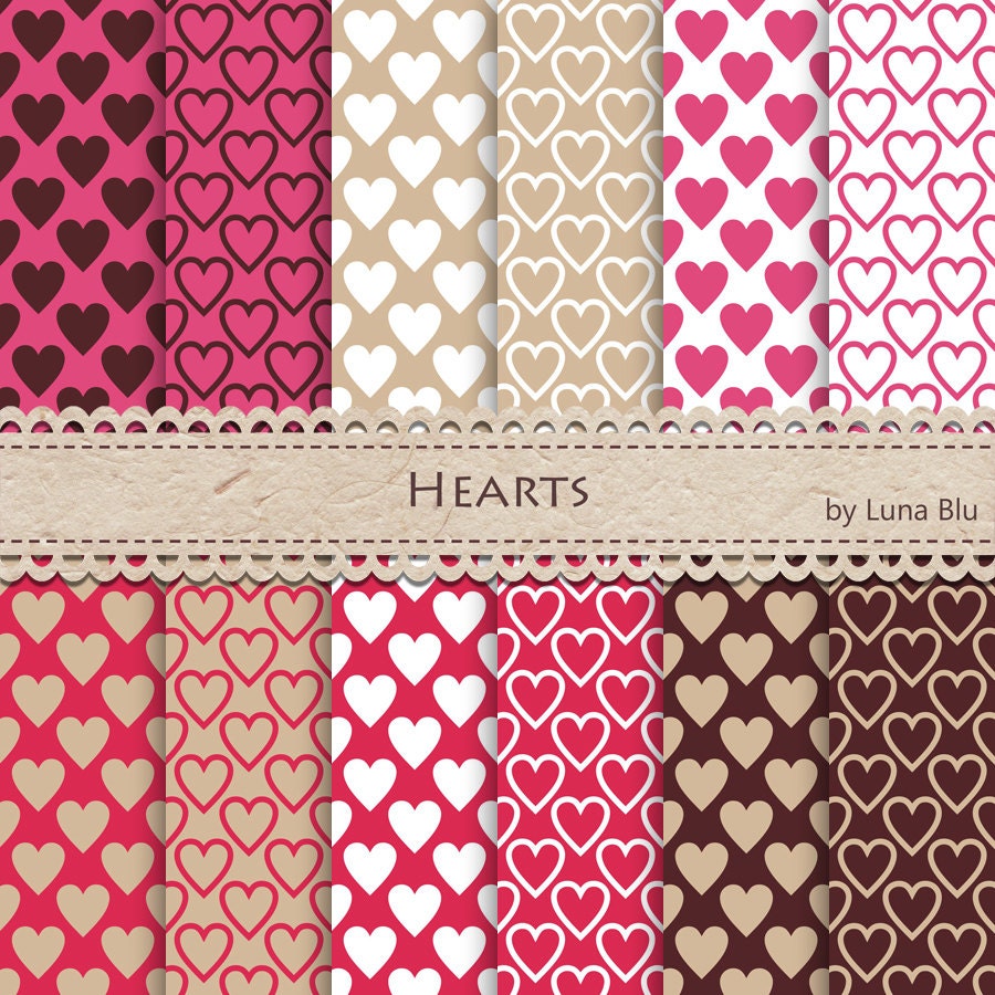 New Item added to my shop:Valentine Digital Paper Pack: ” Heart ...