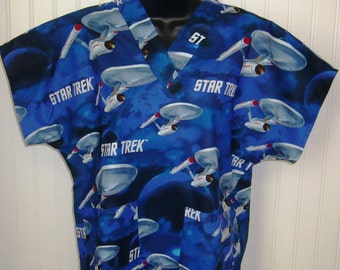 Star Trek RN Medical Nursing Scrub Top Shirt Unisex Mens Womens CNA Lab ...