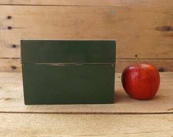 Vintage 1970s Hunter Green Recipe Box, Green Recipe Box, Metal Recipe ...