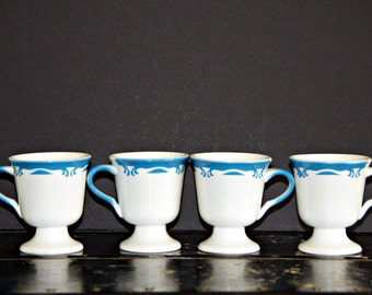 Irish Coffee Mugs, Set of 4, Jackson China, Aqua Blue, Footed Mug ...