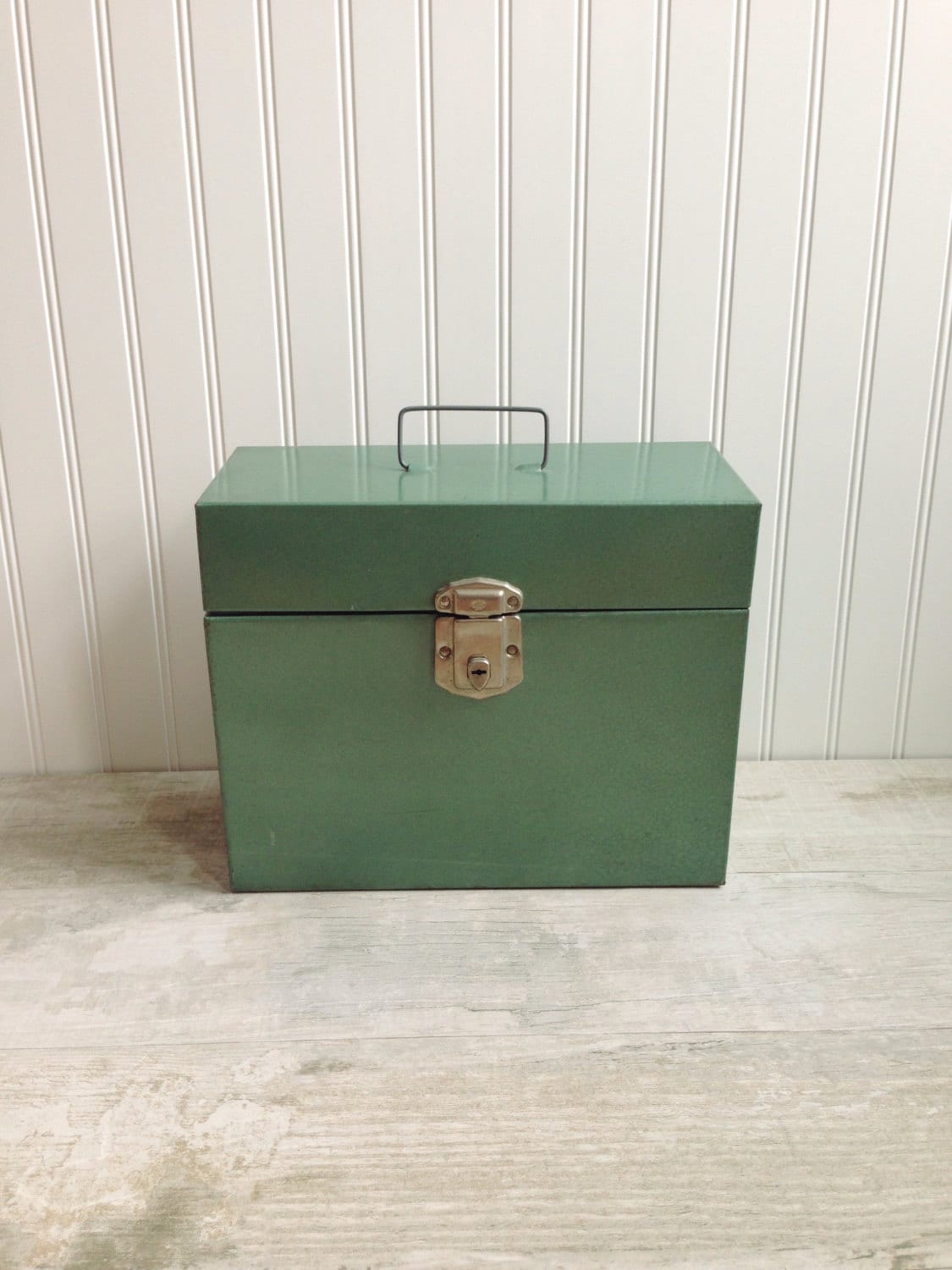 Vintage Excelsior Green Metal Filing Box Home Office Decor Industrial ...