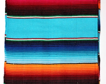 Mexican Serape Blanket - Light Blue - FREE AUS SHIPPING