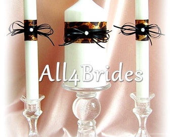 Wedding Ceremony Unity Candle Set Black and White by All4Brides