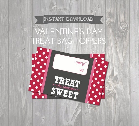 Items similar to Printable Valentines Treat Bag Toppers - Valentine ...