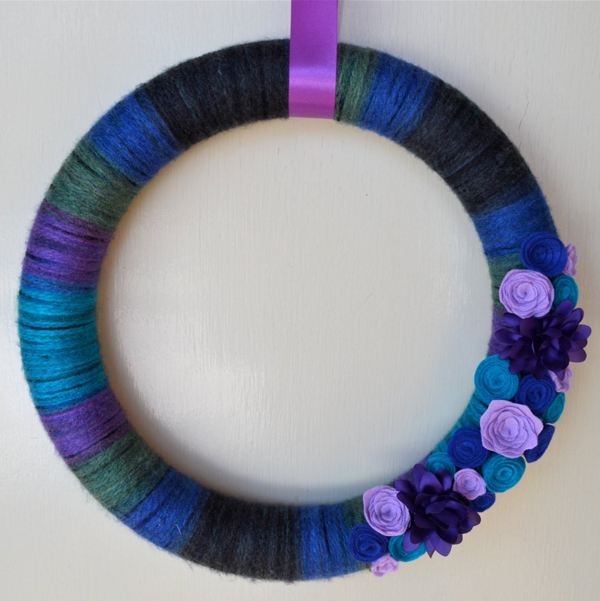 Jewel Toned Yarn Wreath by PlainJaneSparkles on Etsy