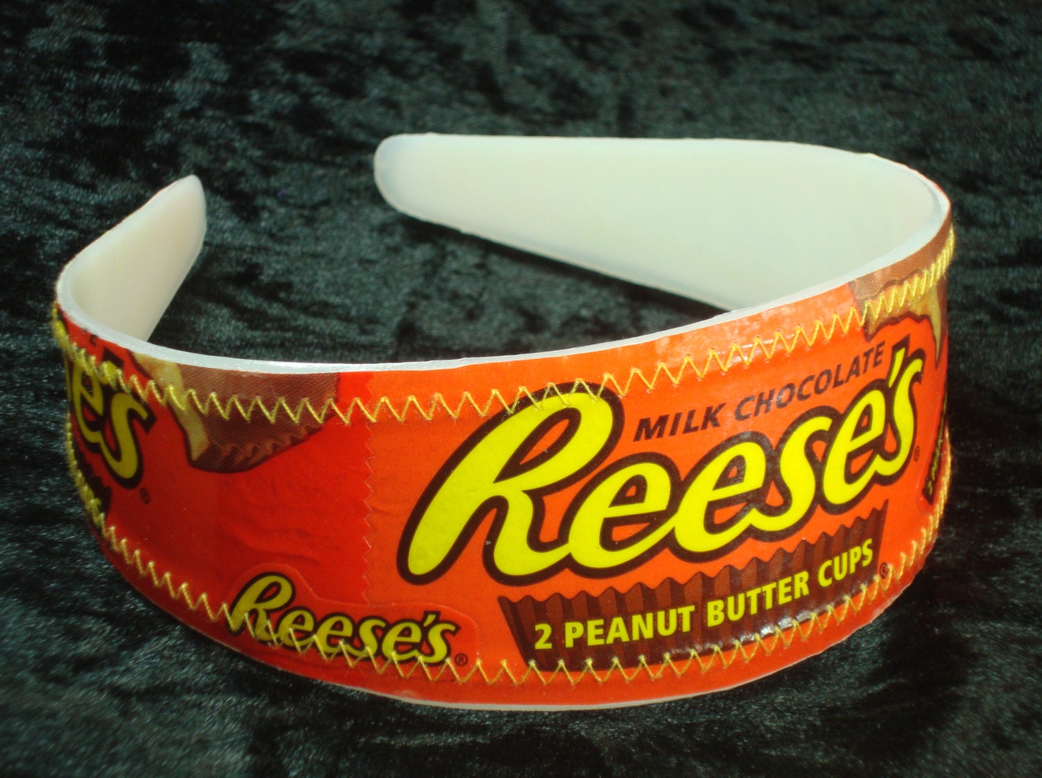 Recycled Reeses Peanut Butter Cup Candy Wrapper Headband 2
