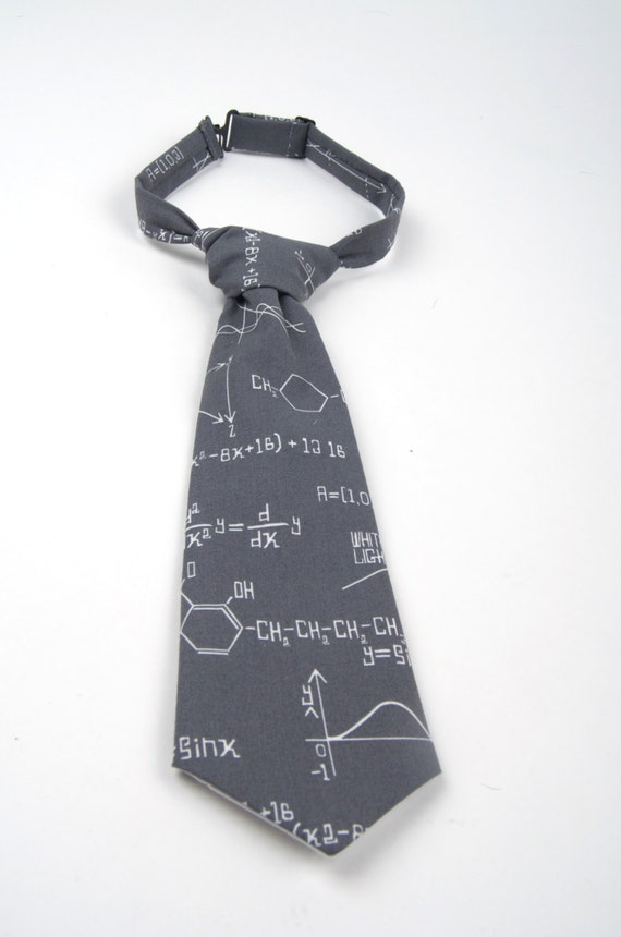 Grey Math Necktie kid's math tie boy's math tie