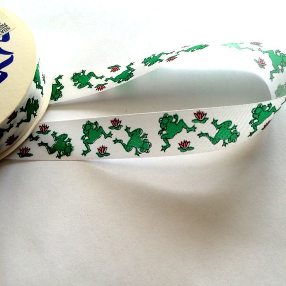 3 Yds. Printed Ribbon Fun frogs flower Ribbon Printed