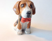 Beagle with Bowtie- clay beagle- polymer clay dog- clay animal- beagle ...