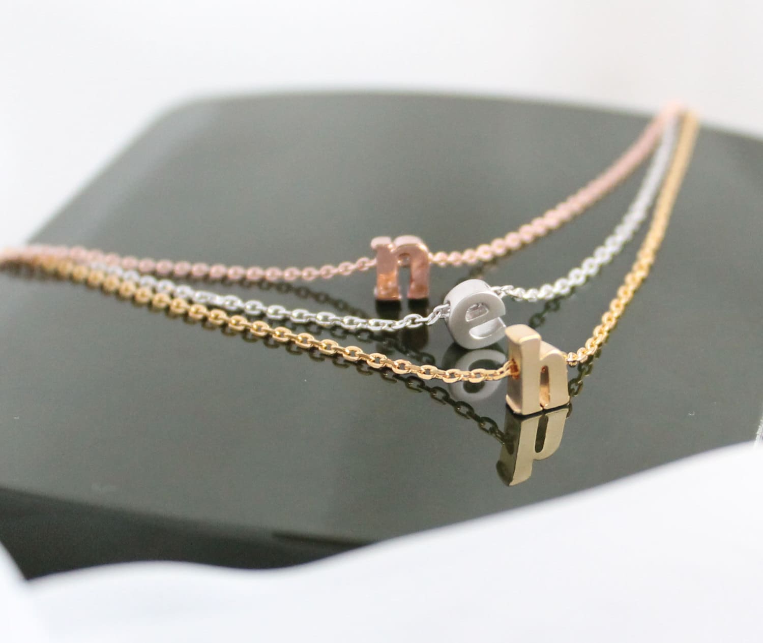 Layered Initial Necklace Lowercase Uppercase Letters Two