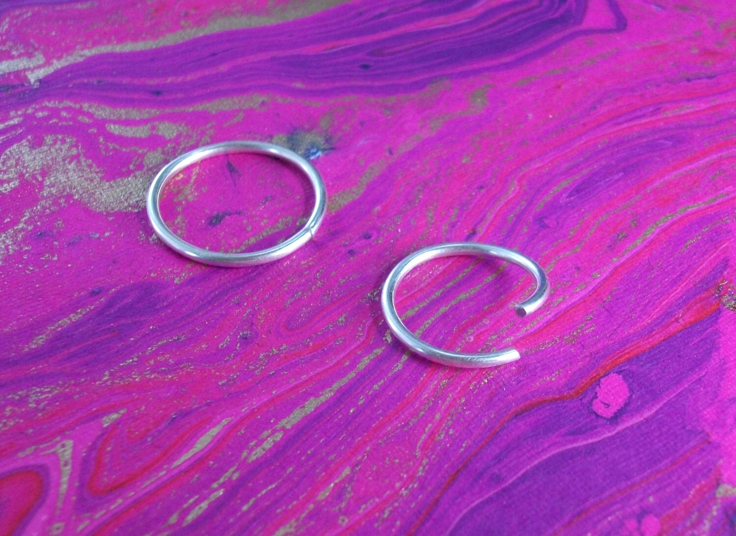 12 Gauge Hoop Sterling Silver Piercing Ring stretched