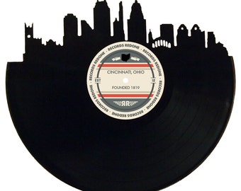 Detroit Skyline Records Redone Label Vinyl Record Art Unique