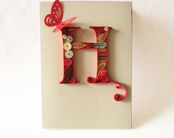 Popular items for quilled initial on Etsy