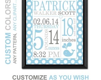 personalized baby stats custom birth stats print by PinkeeHome
