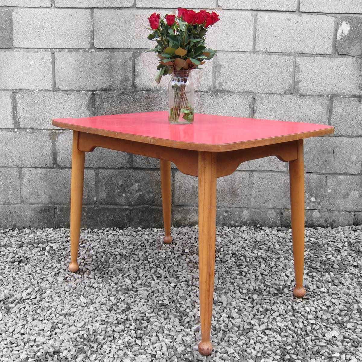 1950s – 1960s Red Formica Mid Century Kitchen Dining Table; Great ...