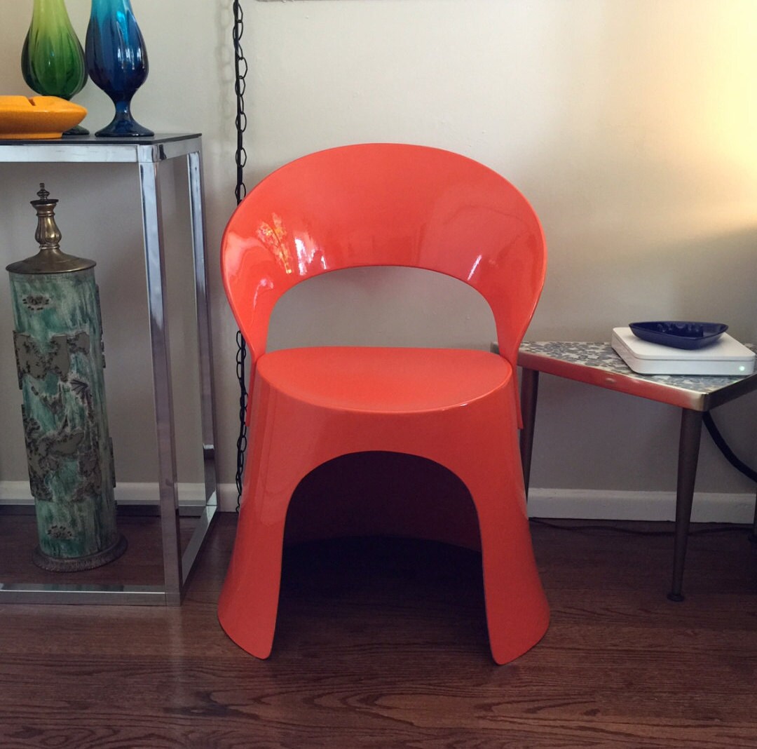 Mid Century Modern Orange Molded Fiberglass Chair – Haute Juice