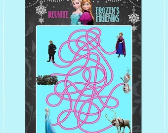 Frozen Rope Maze Chalkboard // Frozen Printable Party Game // Frozen ...