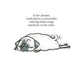 Items similar to Pug Poetry - Linda Dreams - Cute pug card with ...