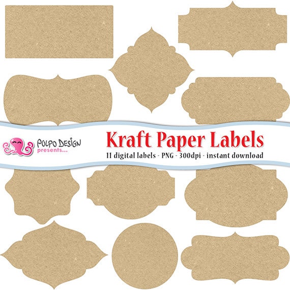 Kraft paper Labels clipart. Commercial & personal by PolpoDesign