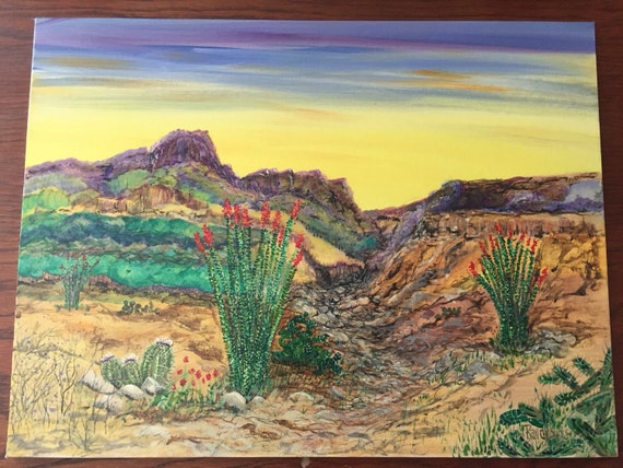 Items similar to 12x16 Acrylic Painting Desert Scape on Canvas Panel on ...