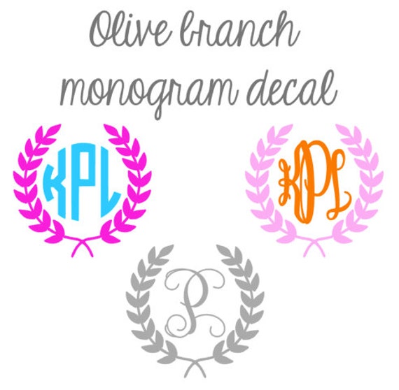 Items similar to Olive Branch Monogram Decal on Etsy