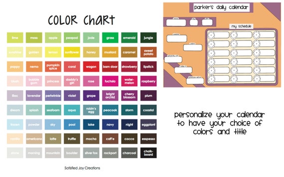 Daily Kids Calendar Schedule Activity & Chore Chart Velcro