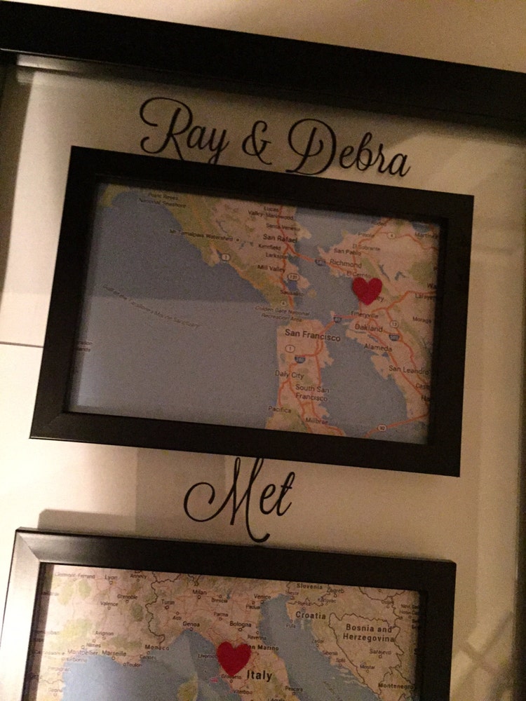 Love Story Map Met Engaged Married Frame by VaughnVisualCreation