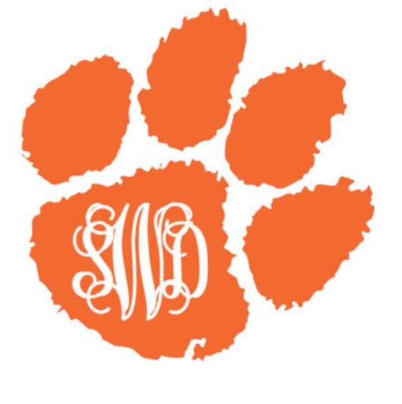 Items similar to Clemson Paw with Custom Monogram Decal/Sticker 3-10 ...