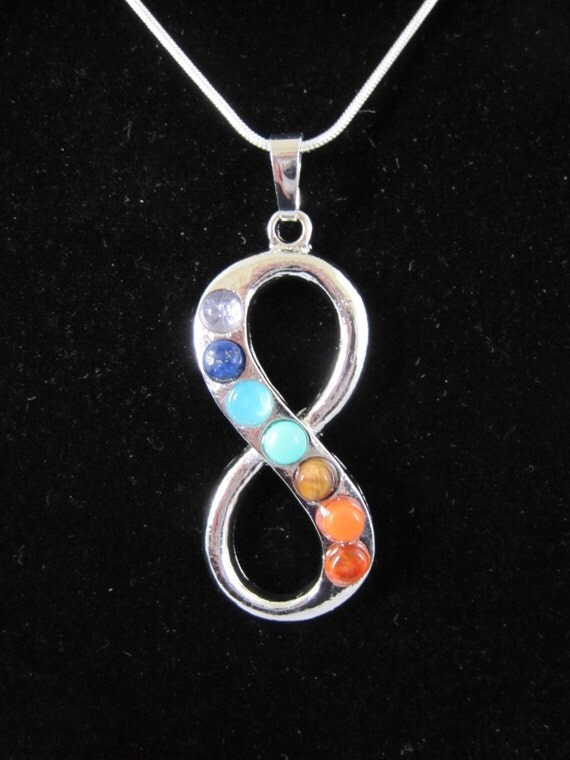 Infinity Symbol Chakra multi-stone pendent with by myrockaddiction