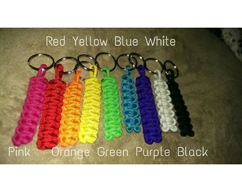 Rainbow Solid Braided Paracord Keychains- (Pink, Red, Orange, Yellow ...