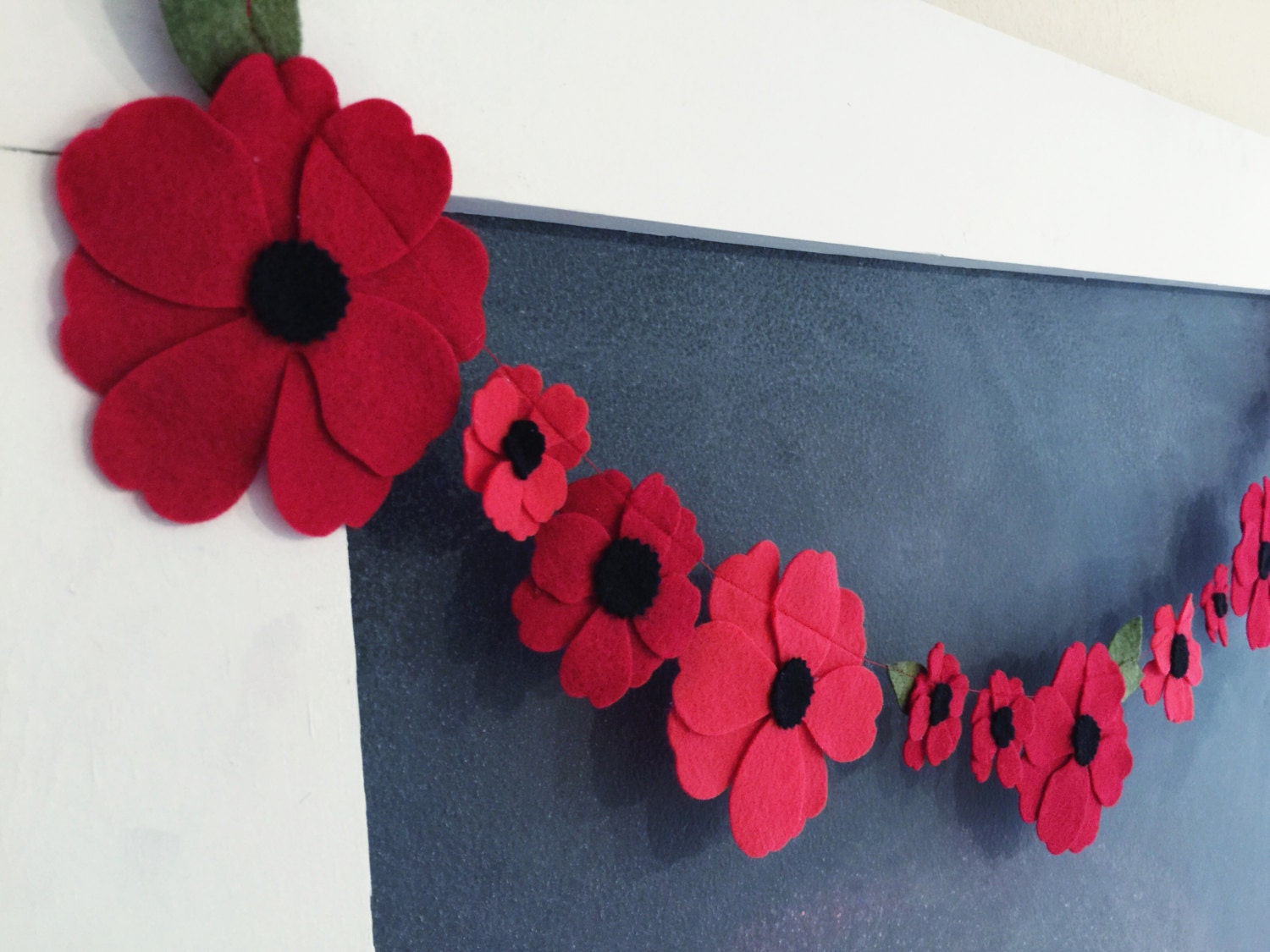 5ft. Poppy Flower Garland Spring Flower by TheLilFeltShoppe