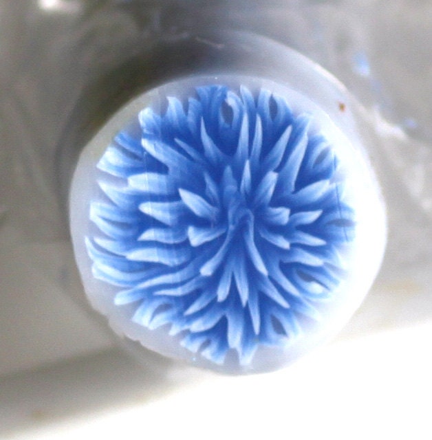 Blue Chrysanthemum Cane Polymer Clay Flower Navy Carnation
