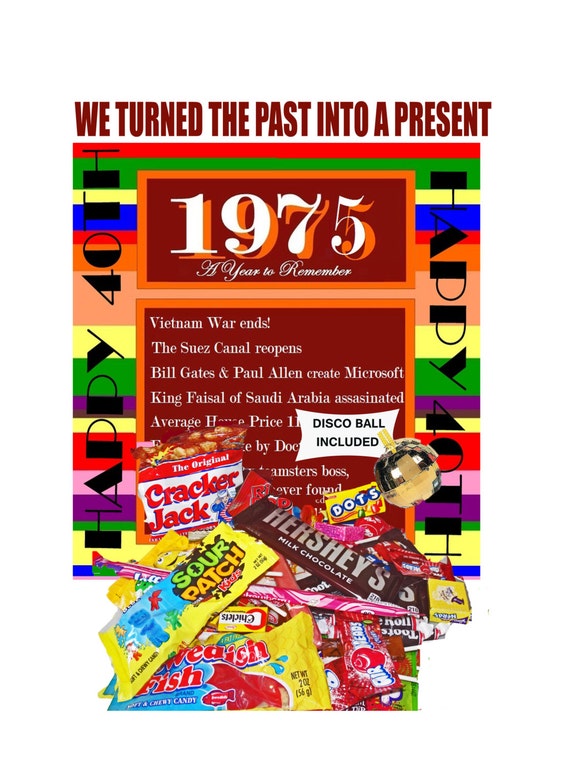 1975 40th Birthday Gift Basket Box Retro by NaturallyGiftedNY