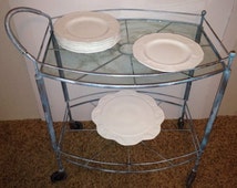 Vintage Metal and Glass Turquoise, Silver, White, Black Distressed Tea ...