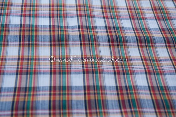 Preppy Plaid Vintage Fabric Multi-Colored Checked