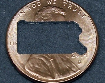 Lucky penny with smiley face cut out by wardscorner on Etsy