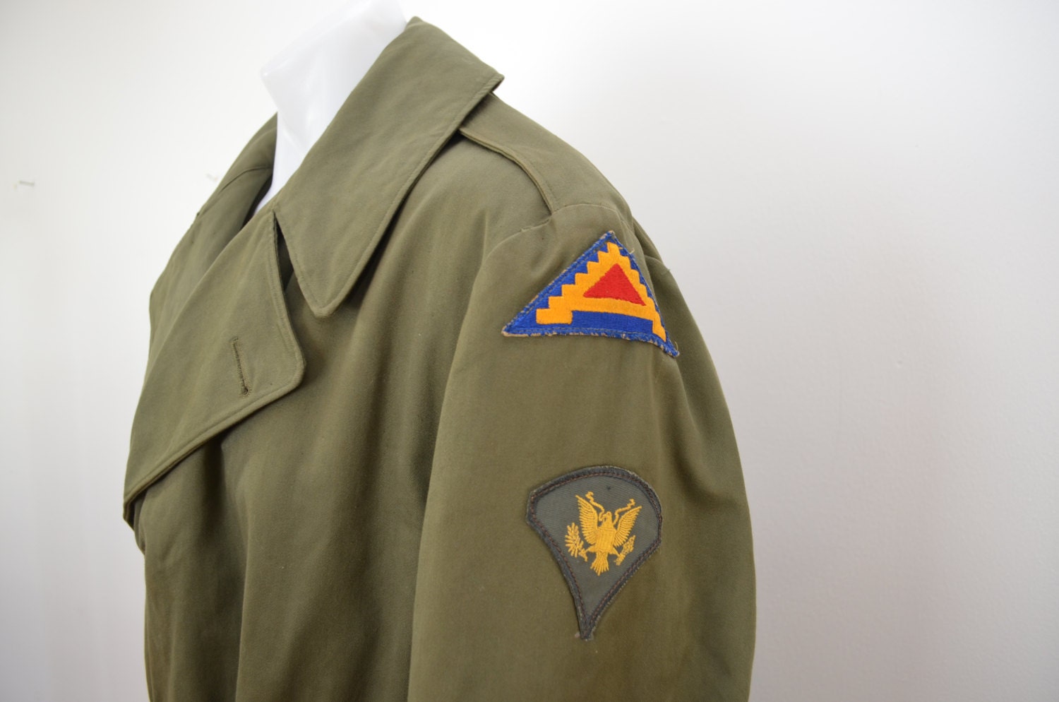 Vintage U.S. ARMY overcoat OD-7 wool liner dated 1946 large 7th Army ...