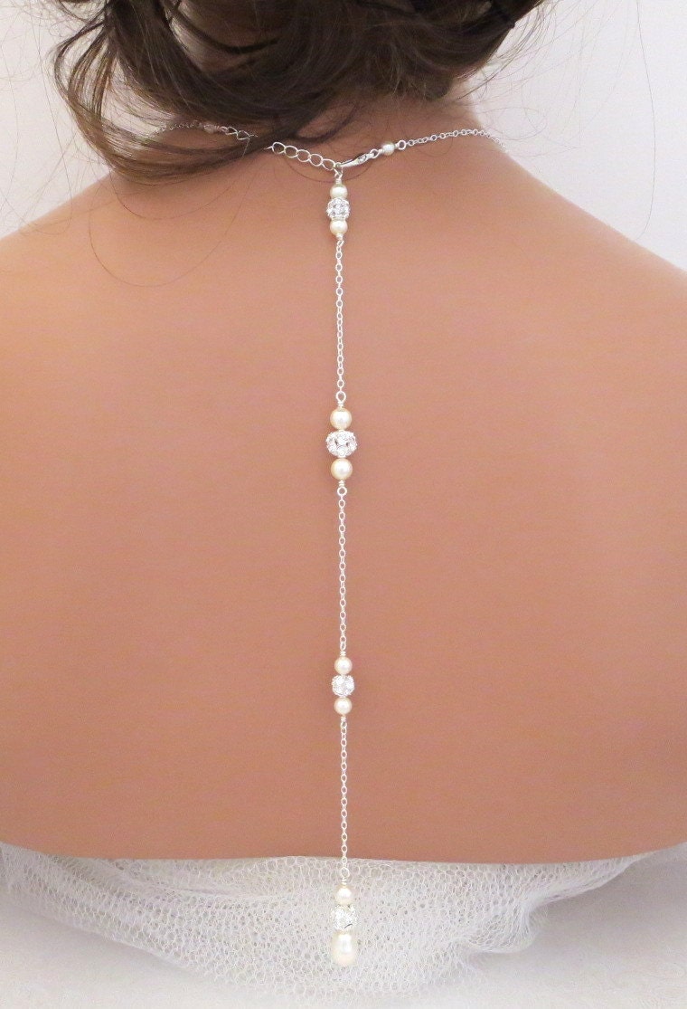 Pearl Back drop necklace Bridal Backdrop necklace Wedding